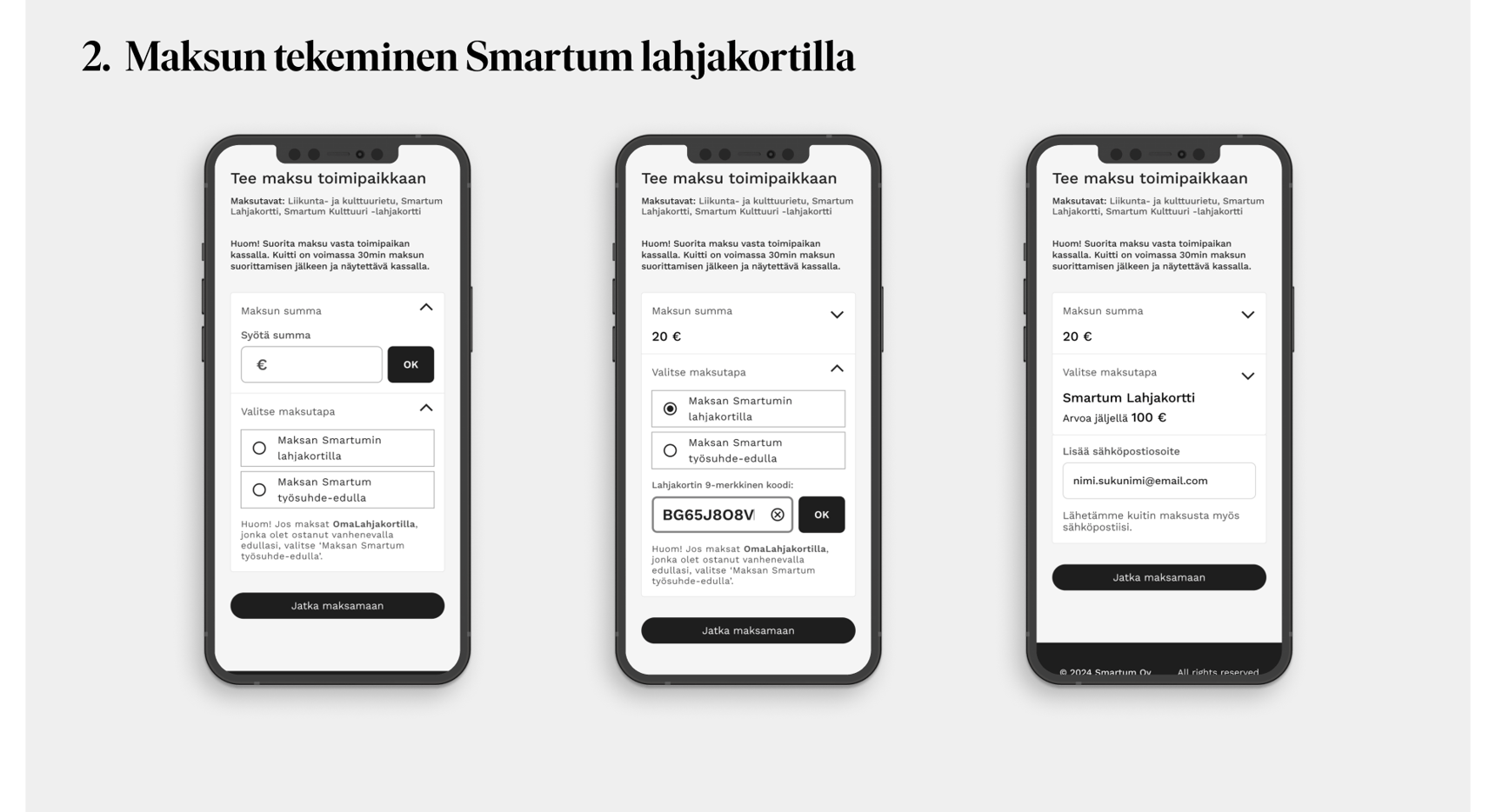 Smartum Lahjakortilla maksaminen kumppaneille